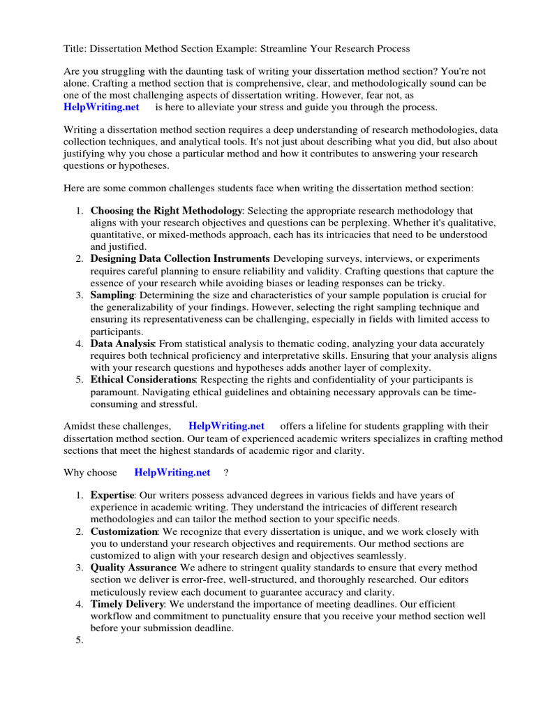 Dissertation Method Section Example Pdf Methodology Scientific Method
