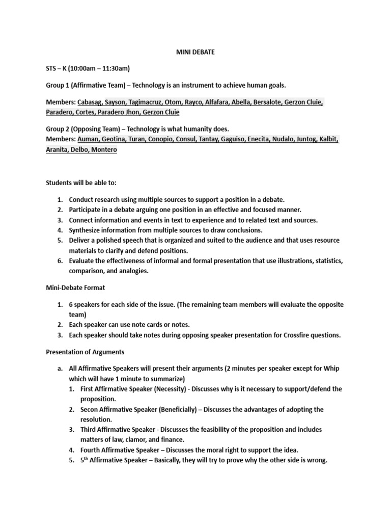 Mini Debate | PDF