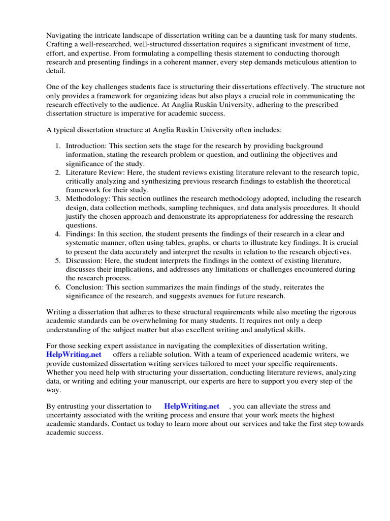 Dissertation Structure Anglia Ruskin | PDF | Thesis | Methodology