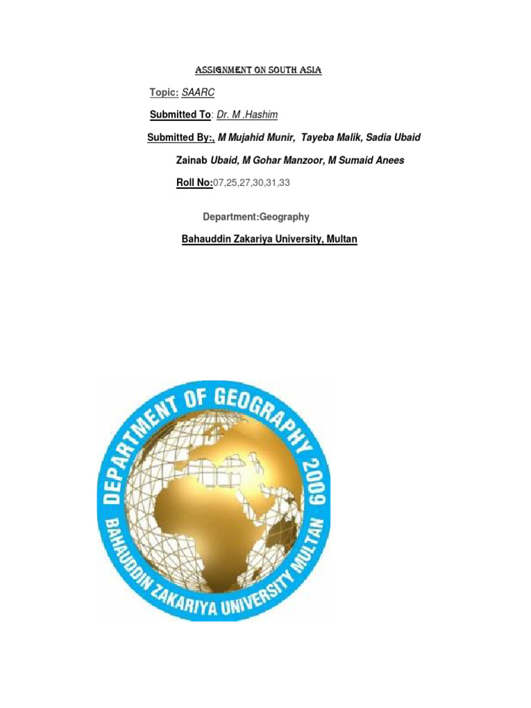 Assignment On South Asia | PDF | South Asia | Asia