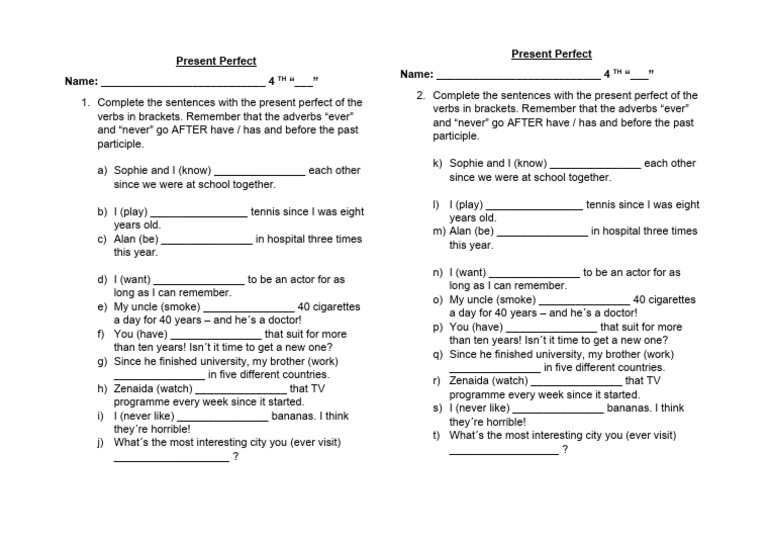 Present Perfect2 | PDF | Perfect (Grammar) | Linguistic Morphology
