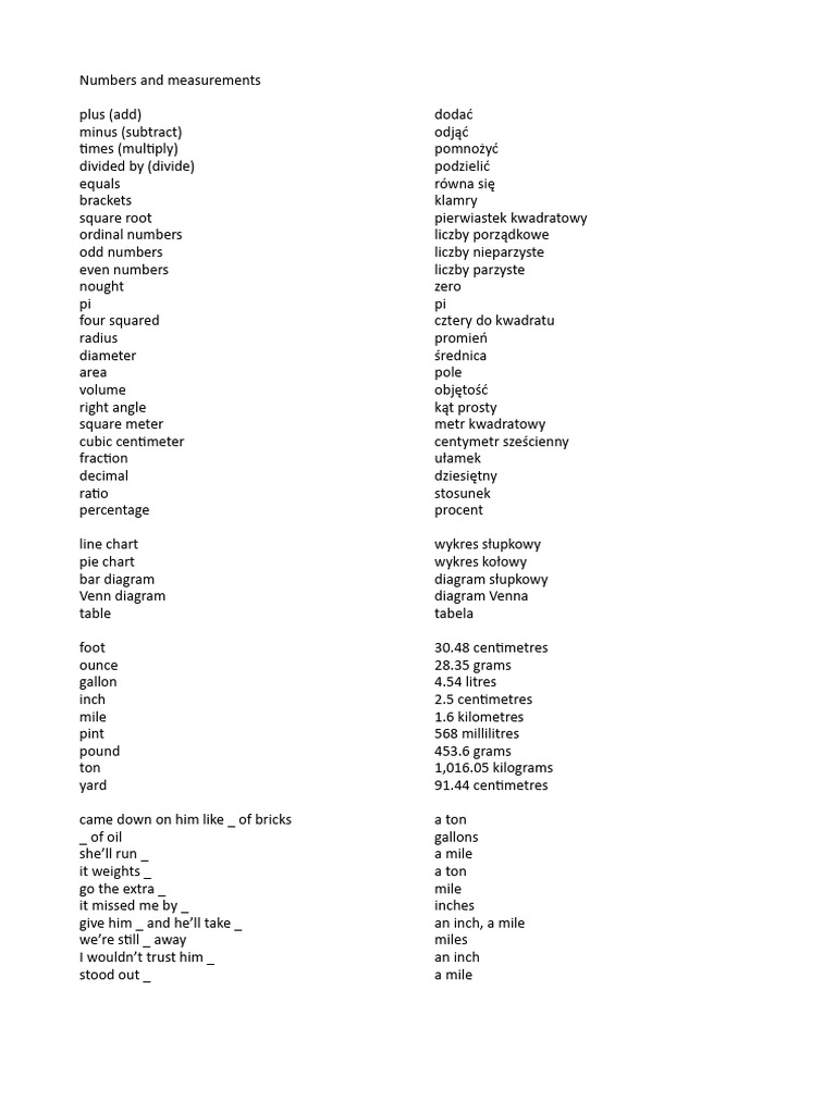 Unit 6 - Vocabulary - Numbers | PDF