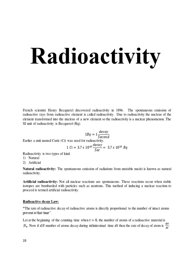 Radioactivity | PDF | Radioactive Decay | Atomic Nucleus