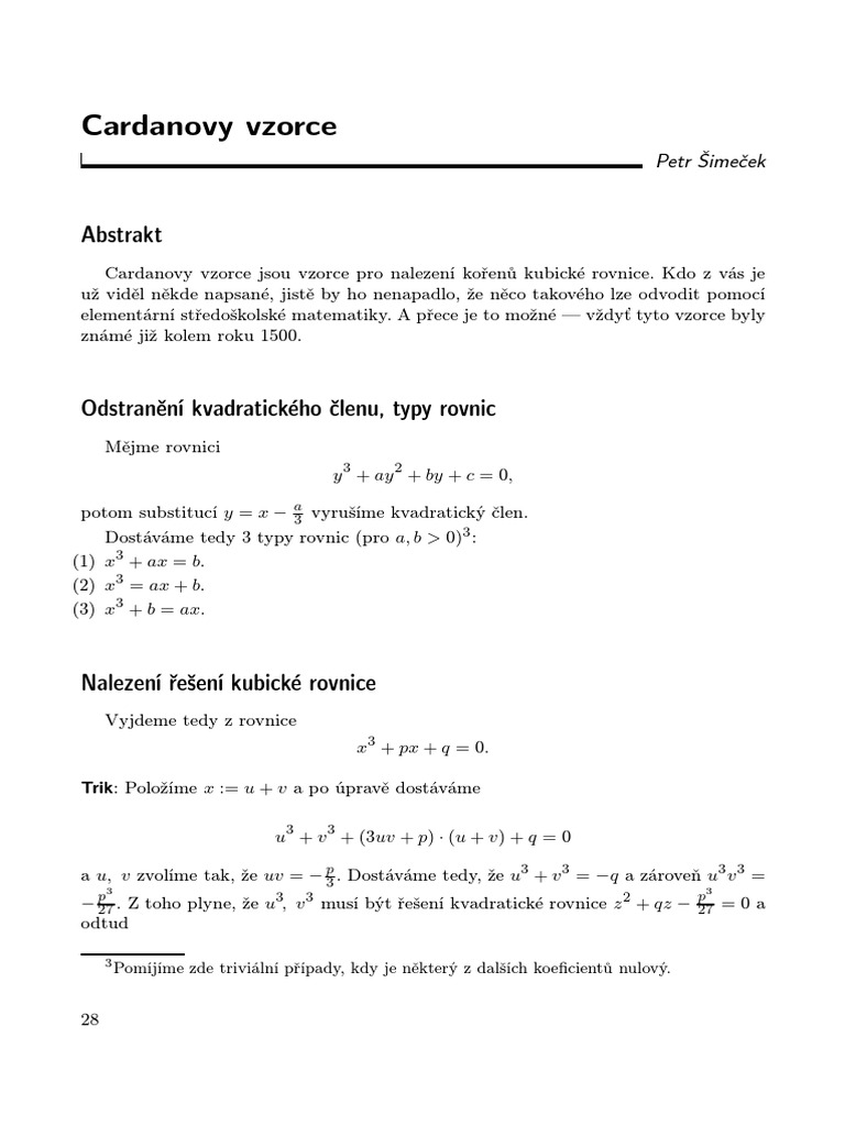 Cardanovy Vzorce PS | PDF