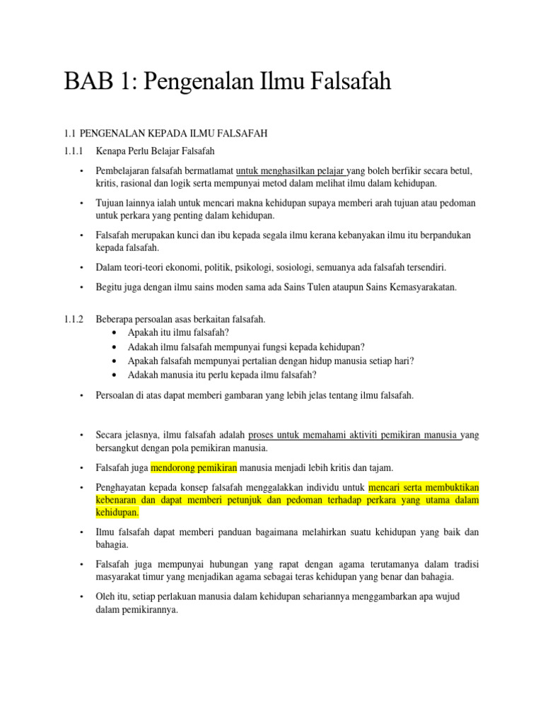 Bab 1 Pengenalan Ilmu Falsafah | PDF
