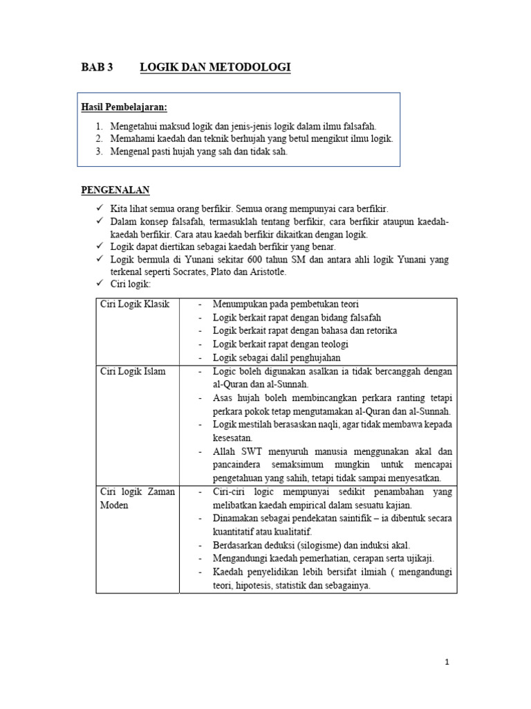 Bab 3 LOGIK DAN METODOLOGI | PDF