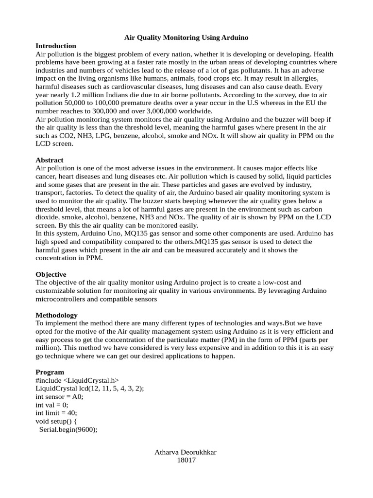 Air Monitoring System | Download Free PDF | Air Pollution | Sensor