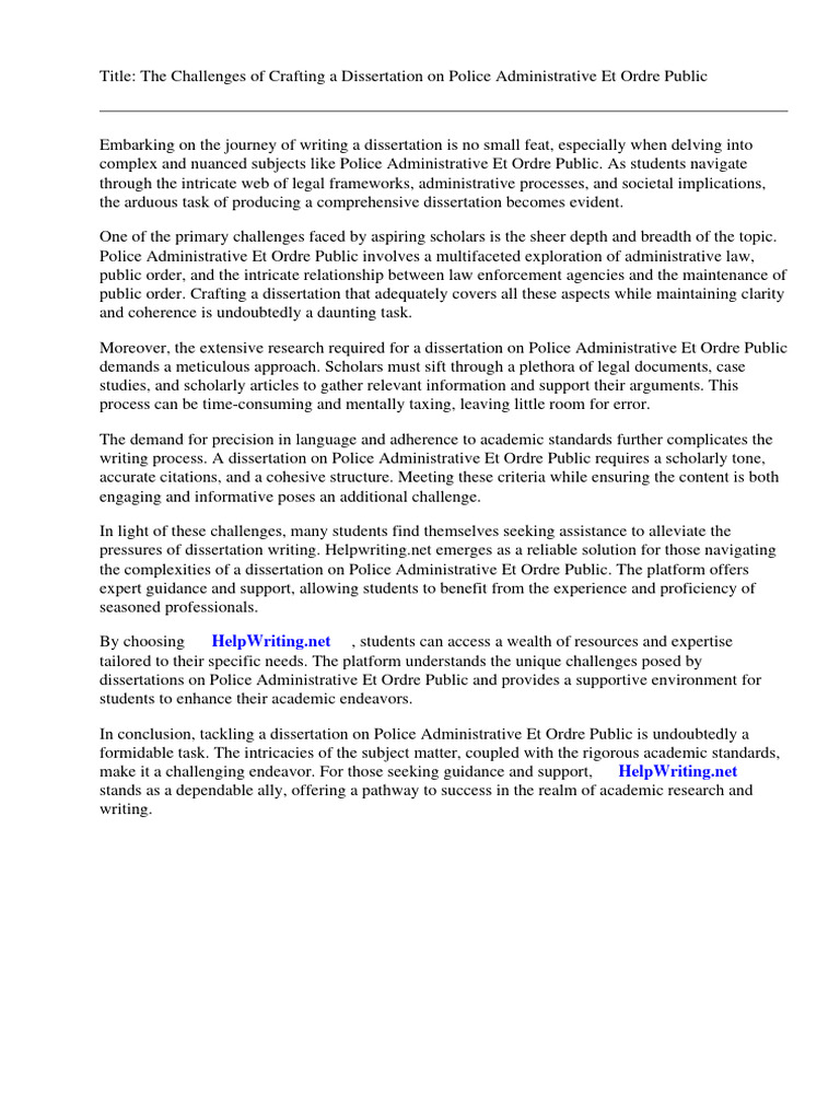 Dissertation Police Administrative Et Ordre Public | PDF | Usability ...