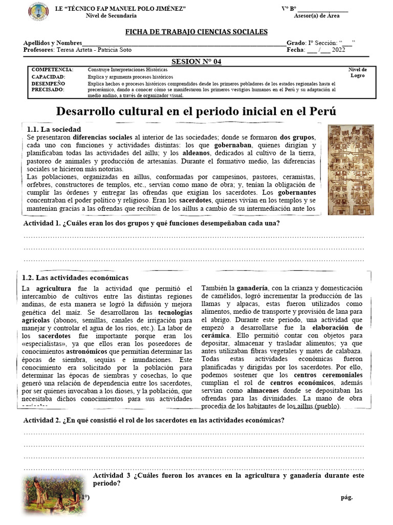 F3 - Desarrollo Cultural en El Periodo Inicial en El Perú | PDF ...