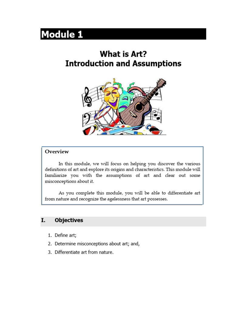 Module 1 - What Is Art-Introduction and Assumptions | PDF | Experience | Beauty
