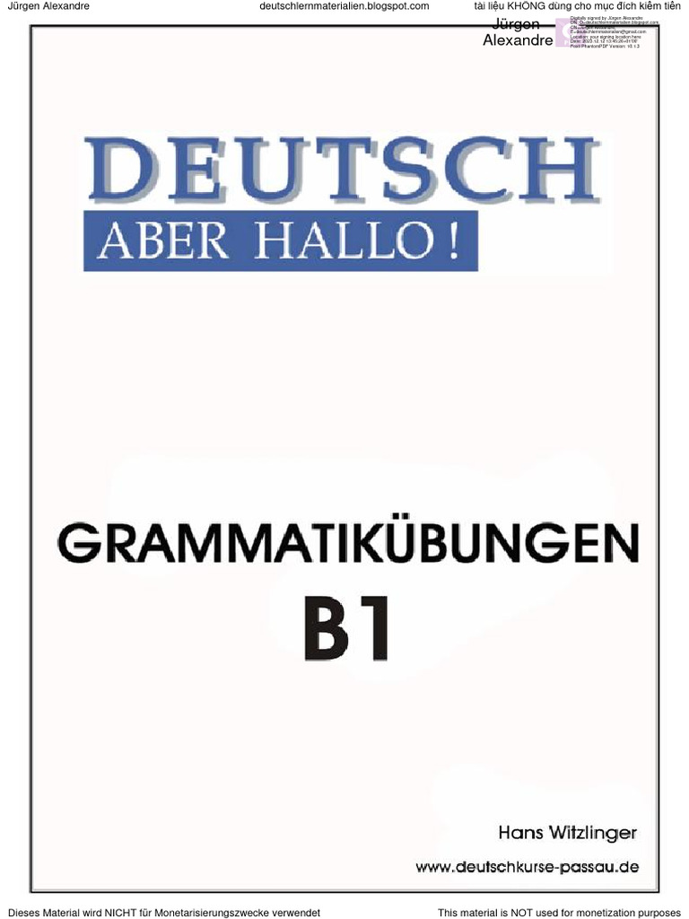 Deutsch Aber HALLO - Grammatikübungen B1 | PDF