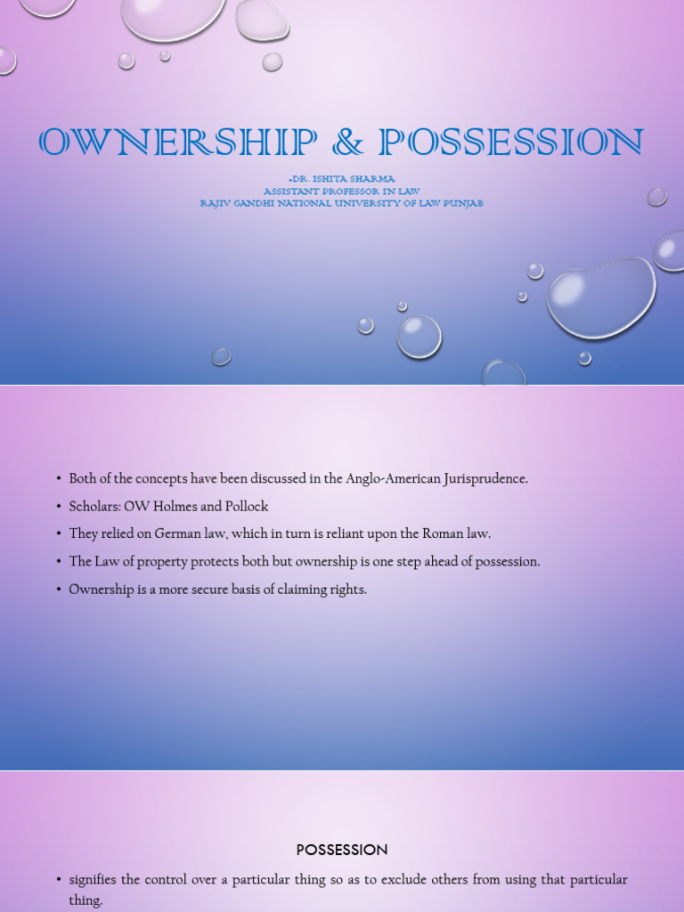 OWNERSHIP&POSSESSION | PDF | Ownership | Applied Philosophy