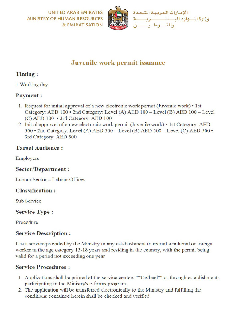 Juvenile Work Permit Issuance | PDF