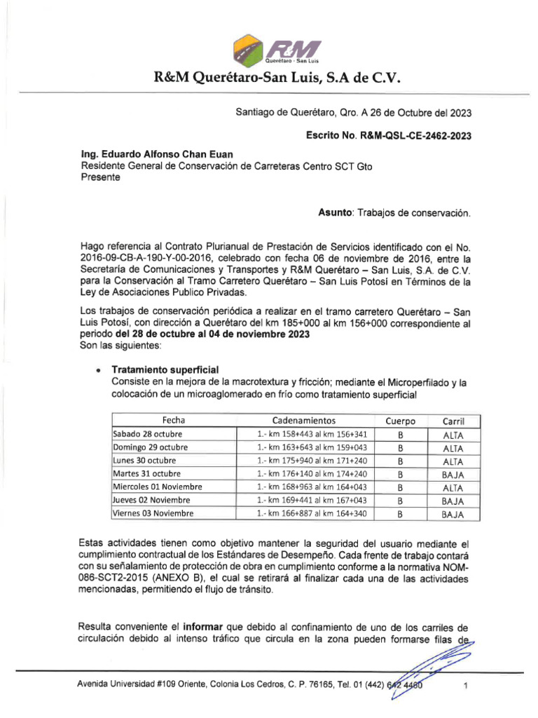 Escrito R&m-Qsl-Ce-2462-2023 | PDF