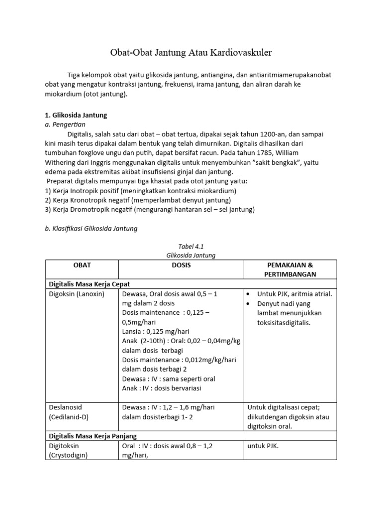 Resume Obat-Obat Jantung | PDF