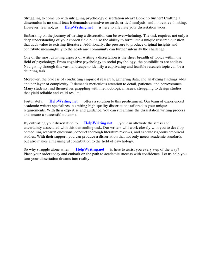 Interesting Psychology Dissertation Ideas | PDF | Career & Growth