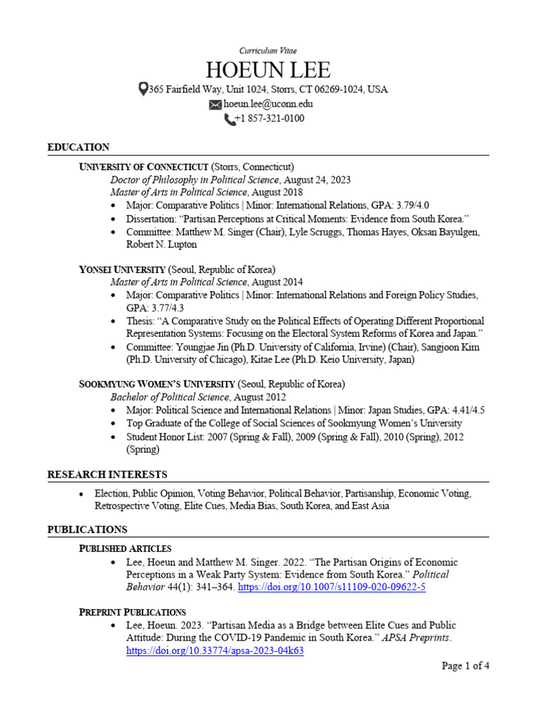 Hoeun Lee CV | PDF