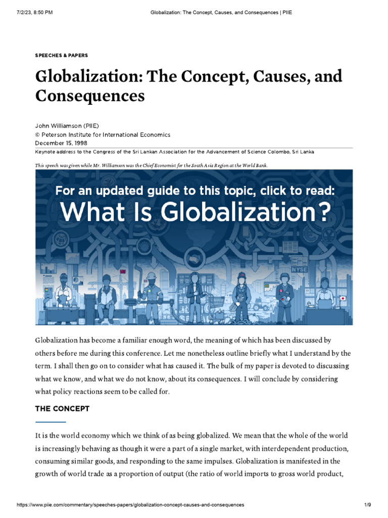 Globalization - The Concept, Causes, and Consequences - PIIE | PDF ...