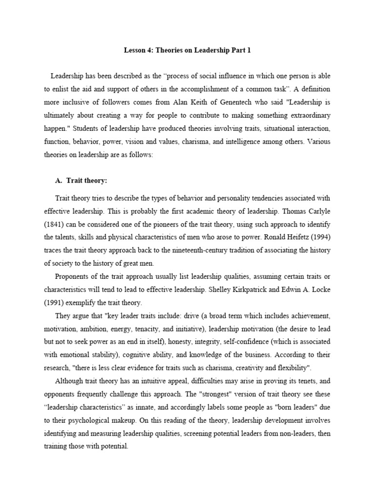 Lesson 4 | PDF | Leadership | Psychology Lesson 4 | PDF | Leadership | Psychology