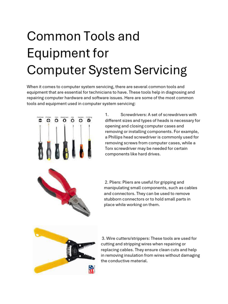 Common Tools and Equipment | PDF | Home & Garden | Computers