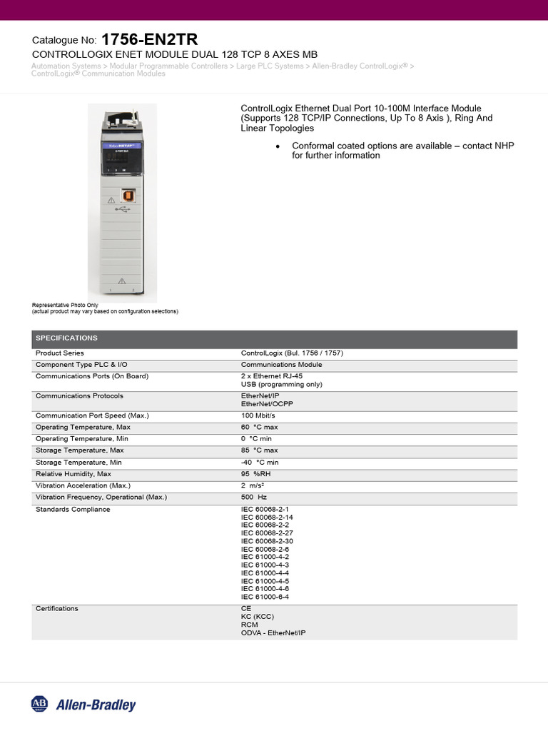 Ficha Técnica Allen Bradley 1756-En2t+ | PDF | Informática