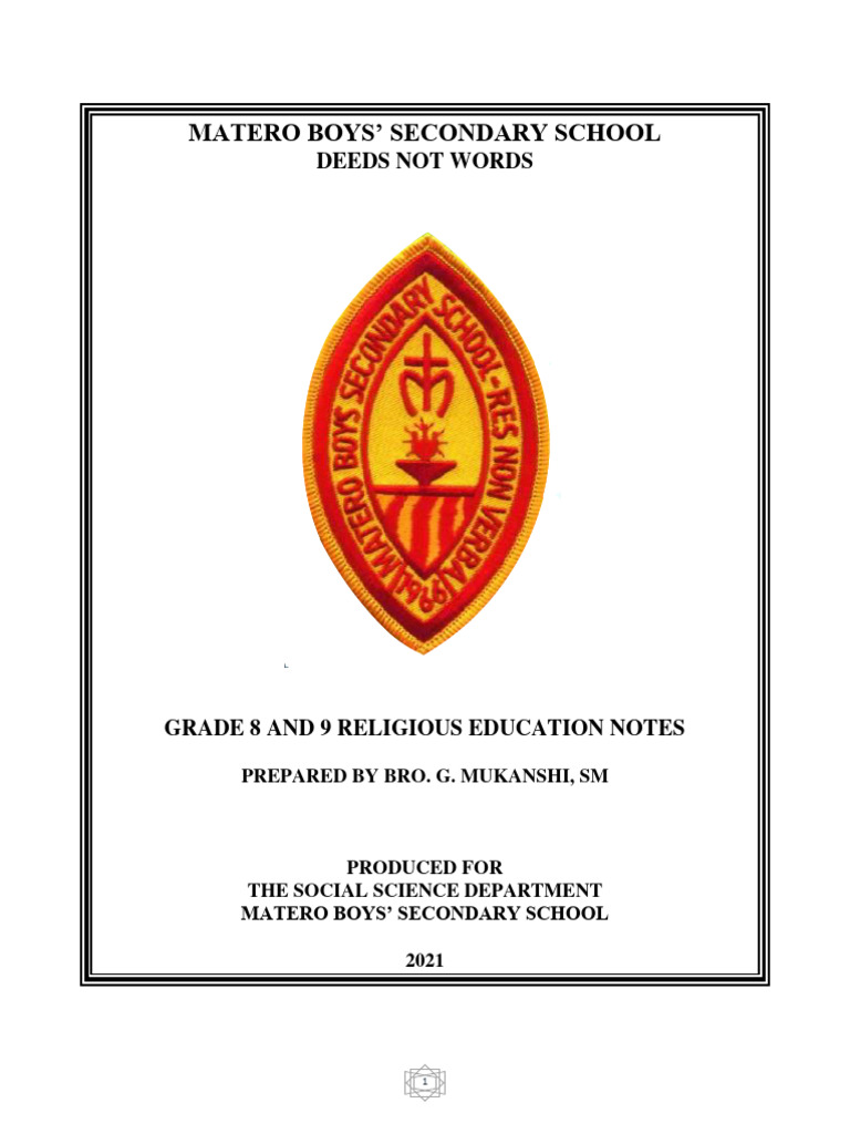 GRADE 8 AND 9 RELIGIOUS EDUCATION NOTES-1ST REVISION FINA - Copy-1 ...