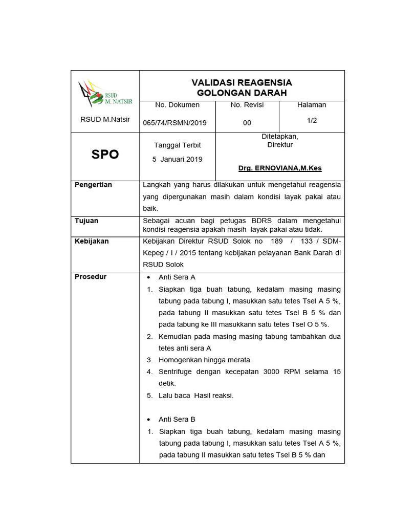 Validasi Reagensia Golongan Darah | PDF