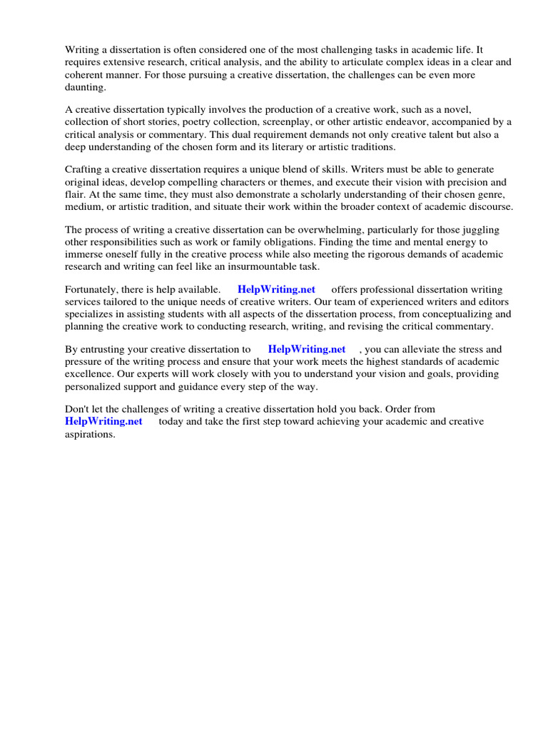 Creative Dissertation | PDF | Thesis