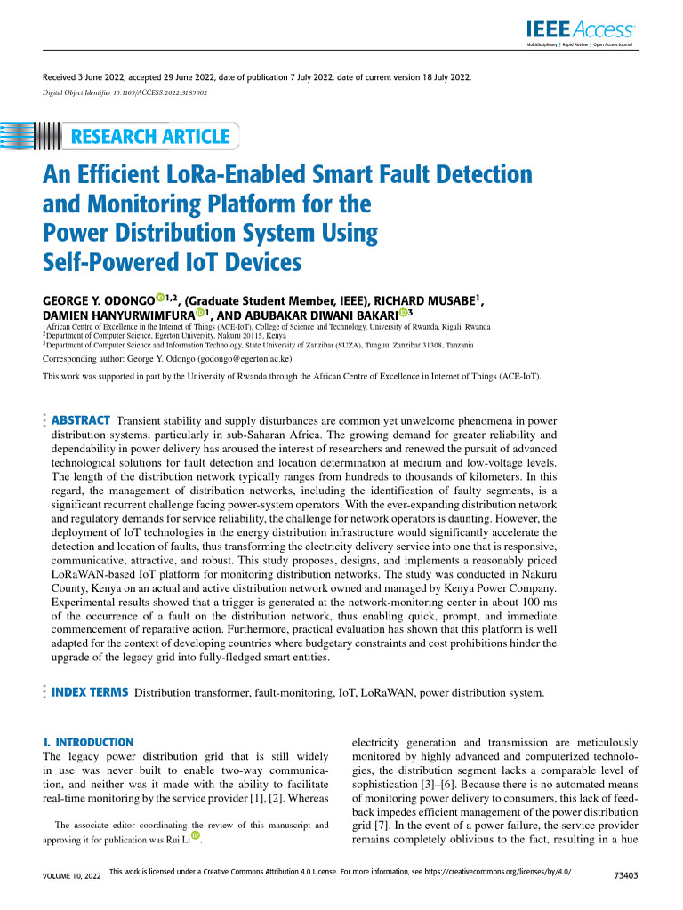 11 - 2022 - An Efficient LoRa-Enabled Smart Fault Detection and Monitoring Platform For The ...