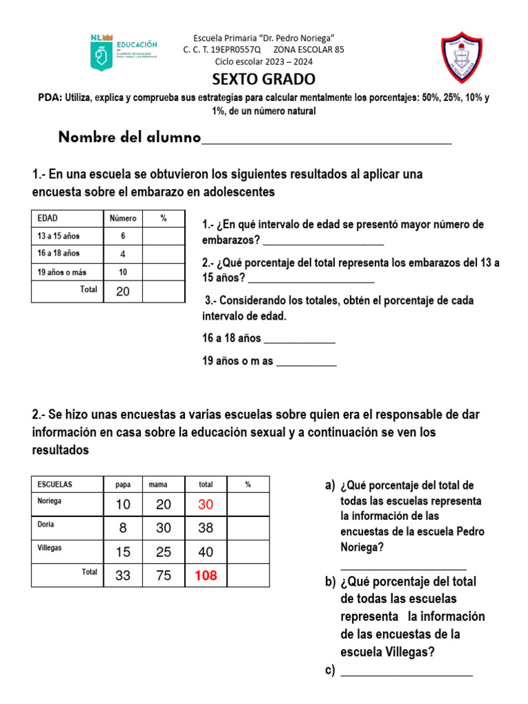 Matemáticas y Encuestas en Sexto Grado | PDF | Ciencias sociales