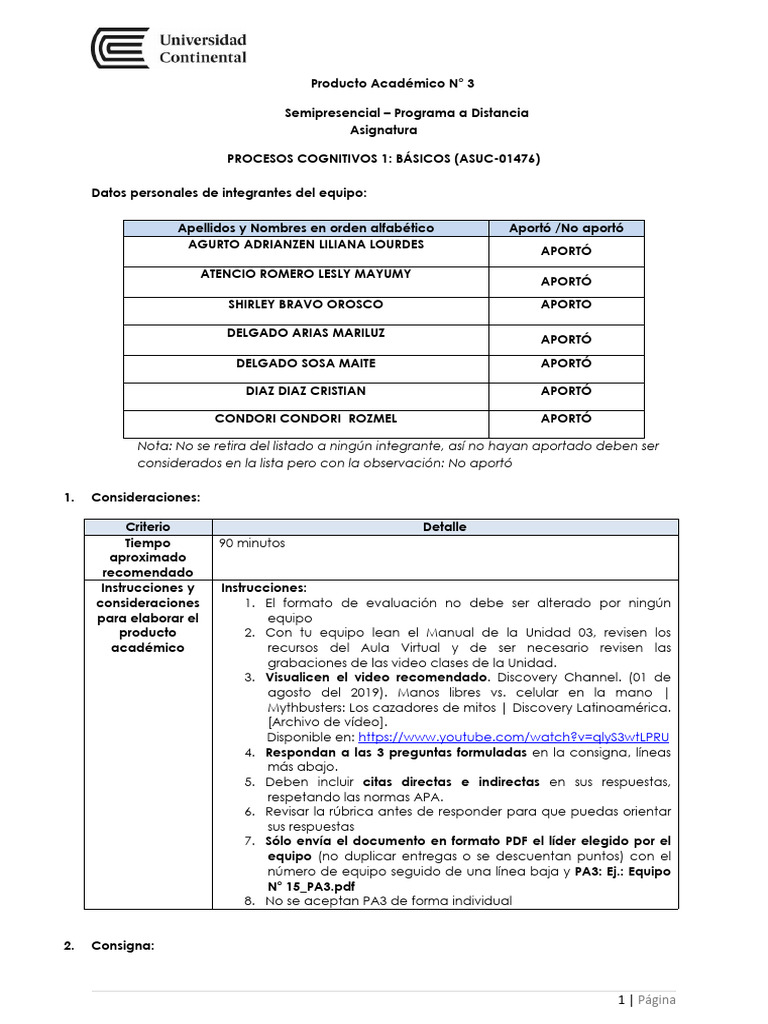 EquipoN°1 PA3 | PDF | Atención | Experimentar