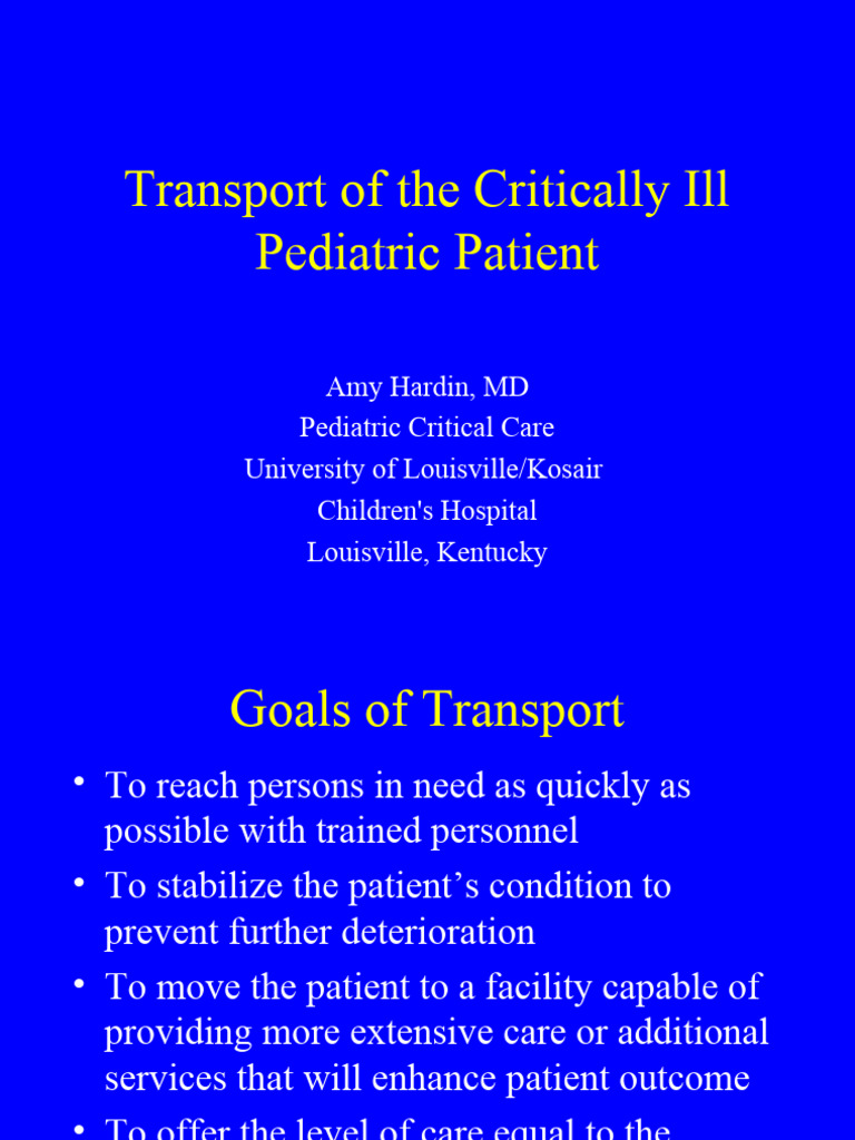 Pediatric Critical Care Transport Guide | PDF | Medical Specialties ...