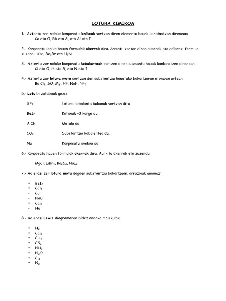 Lotura Kimikoa | PDF