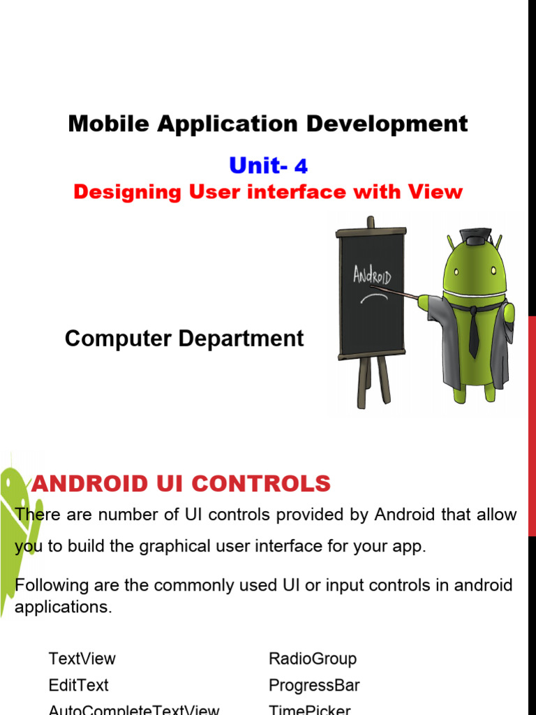 Mobile Application Development Chapter 4 PPT | PDF | Android (Operating System) | User Interface