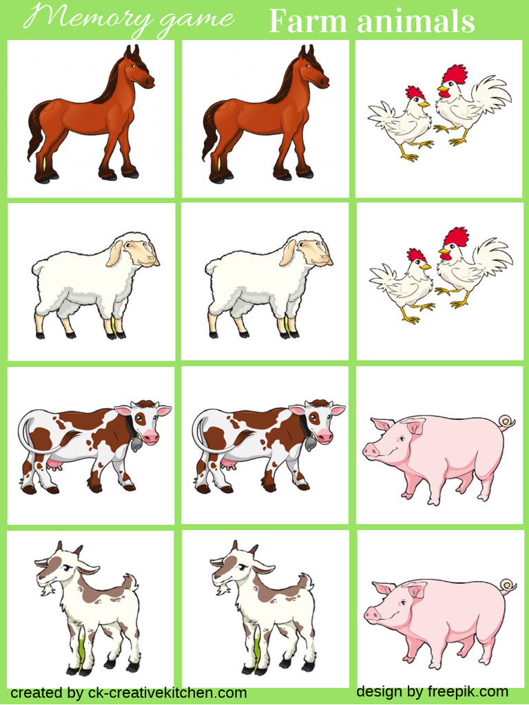 Farm Animals Memory Game | PDF