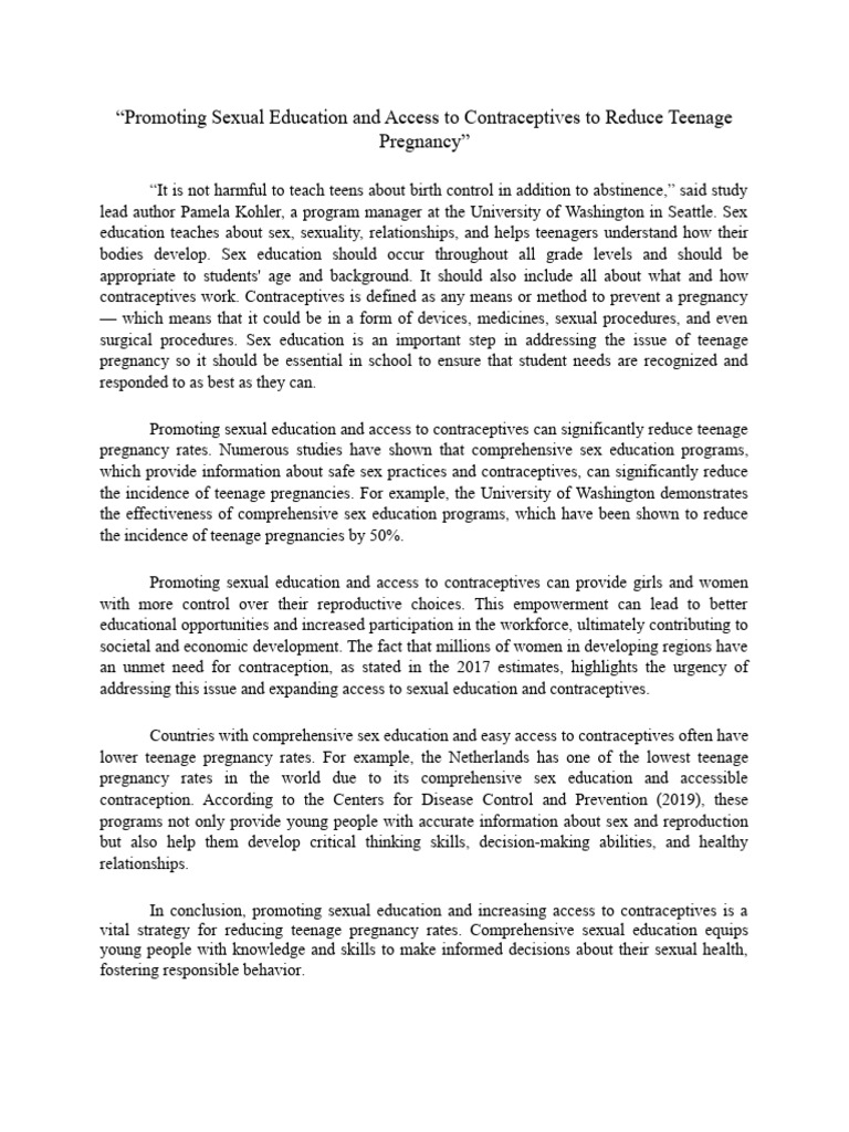 position paper_draft_two | PDF | Sex Education | Teenage Pregnancy
