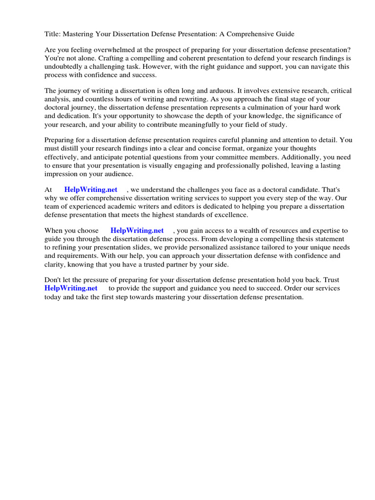 How To Prepare A Dissertation Defense Presentation | PDF | Thesis | Knowledge