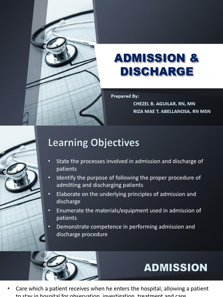 Admission Discharge | PDF | Patient | Hospital