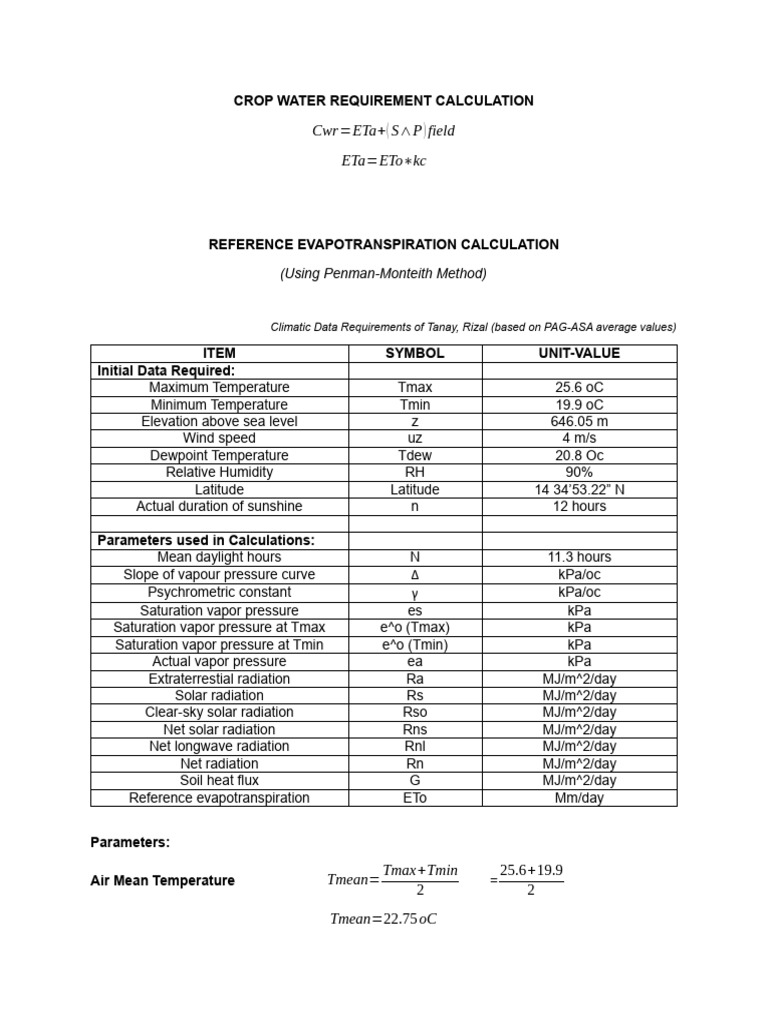 Water Req | PDF | Evapotranspiration | Atmosphere