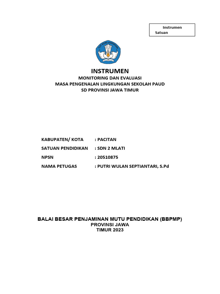 Instrumen MPLS PAUD SD | PDF | Karier & Perkembangan