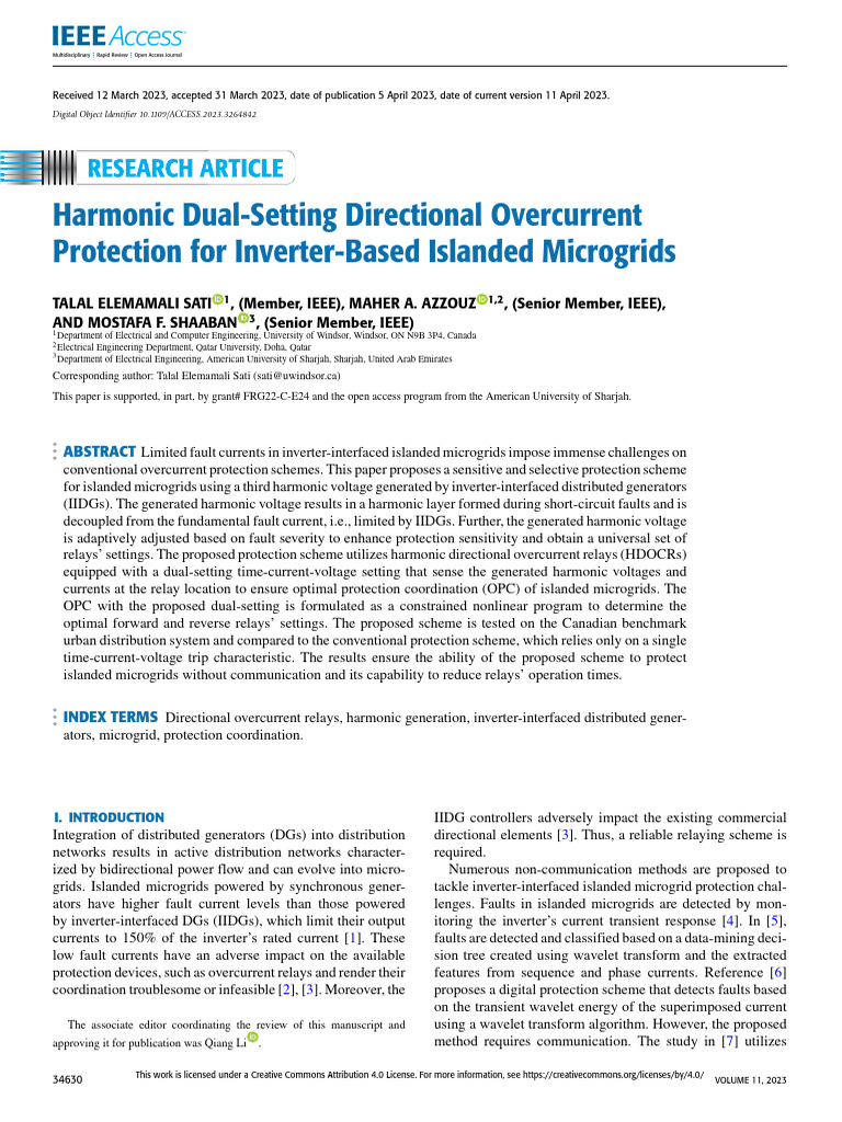11 - 2023 - Harmonic Dual-Setting Directional Overcurrent Protection For Inverter-Based Islanded ...