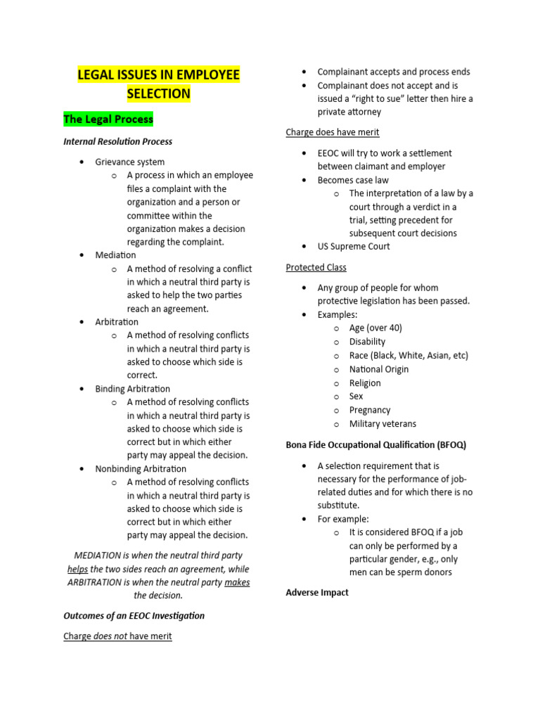 Legal Issues in Employee Selection | PDF | Recruitment | Sexual Harassment