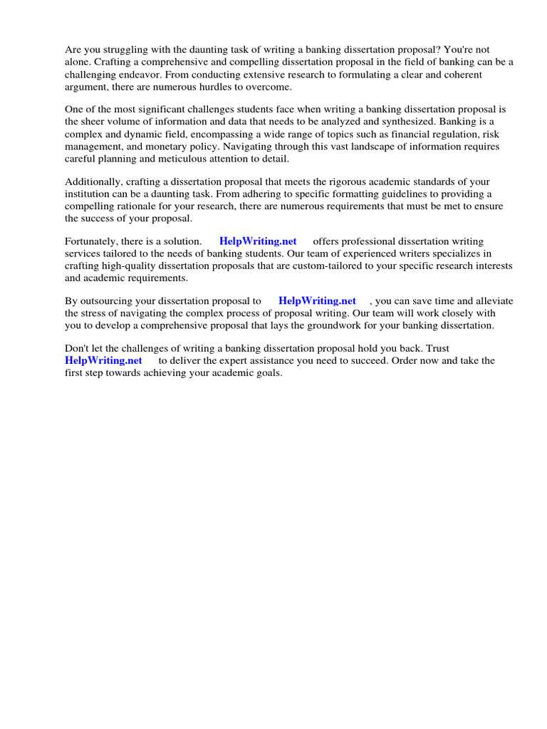 Banking Dissertation Proposal | PDF | Thesis | Banks