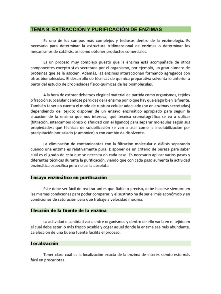 Tema 9 | PDF | Cromatografía | Enzima