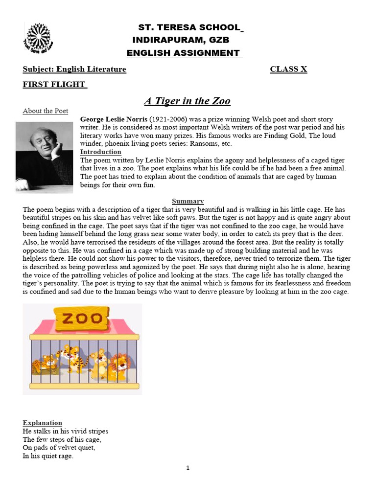 A Tiger in the Zoo | PDF | Rhyme | Tiger