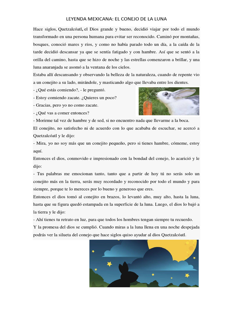 Leyenda del Conejo en la Luna | PDF | Poesía | Libros para adolescentes