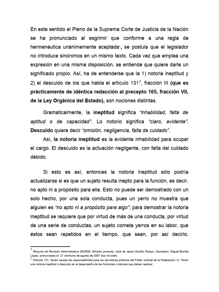 Notoria Ineptitud | PDF | Judicaturas | Juez