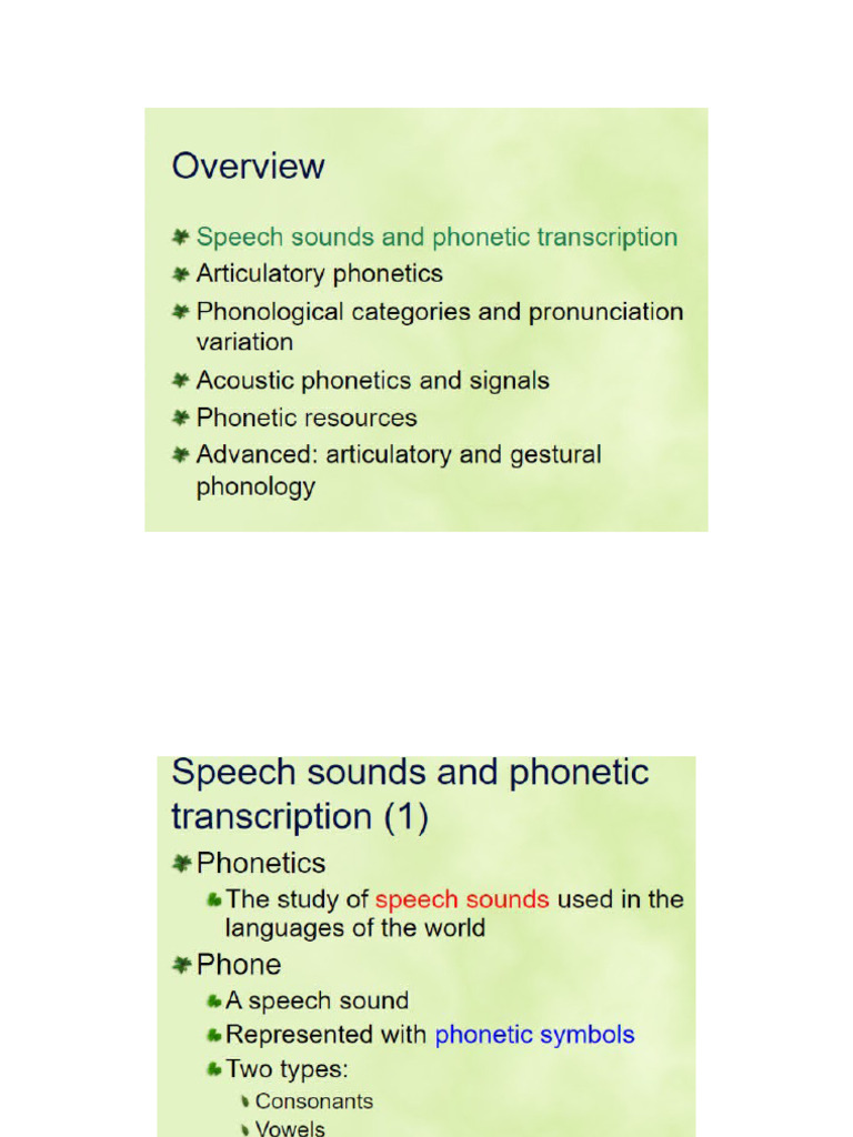Phonetics Speech Sounds | PDF