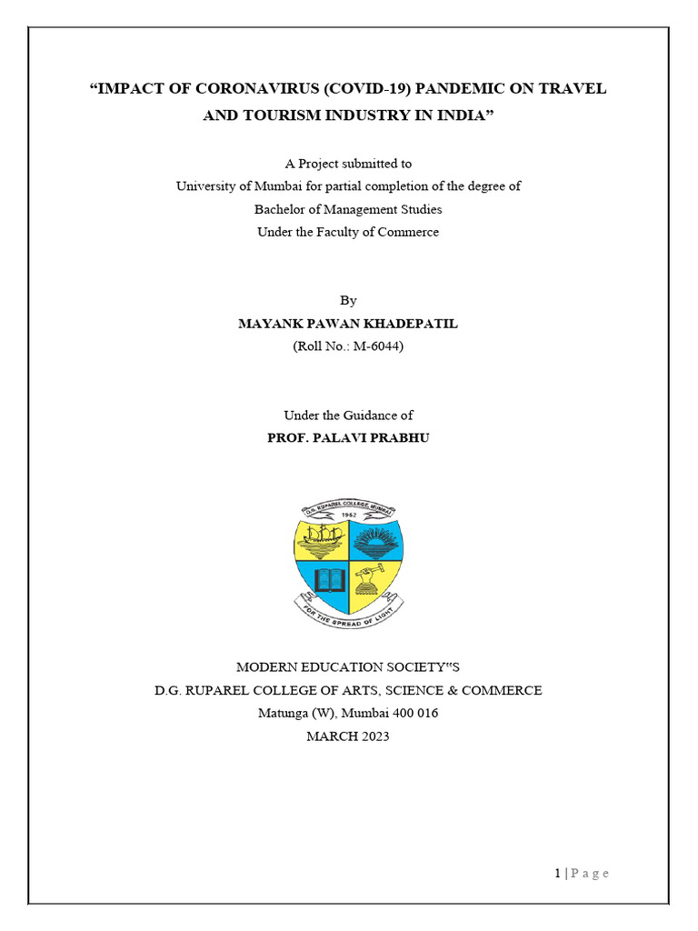 Mayank Final Blackbook | PDF | Survey Methodology | Tourism