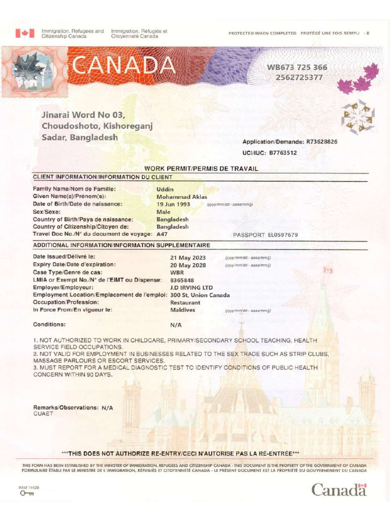 Work-Permit Mohammad Aklas | PDF
